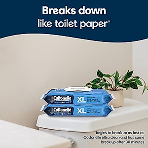 Cottonelle XL Flushable Wet Wipes, Adult Wipes Large, 8 Flip-Top Packs, 45 Wipes Per Pack (360 Total Wipes), Packaging May Vary