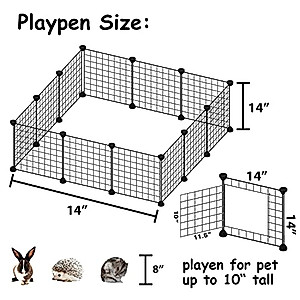 allisandro Guinea Pig Cages Small Animal Playpen, Small Animal Cage for Indoor Outdoor Use, Portable Metal Wire Yard Fence for Guinea Pigs, Bunny, Turtle, Hamster, 12 Panels (14x14)