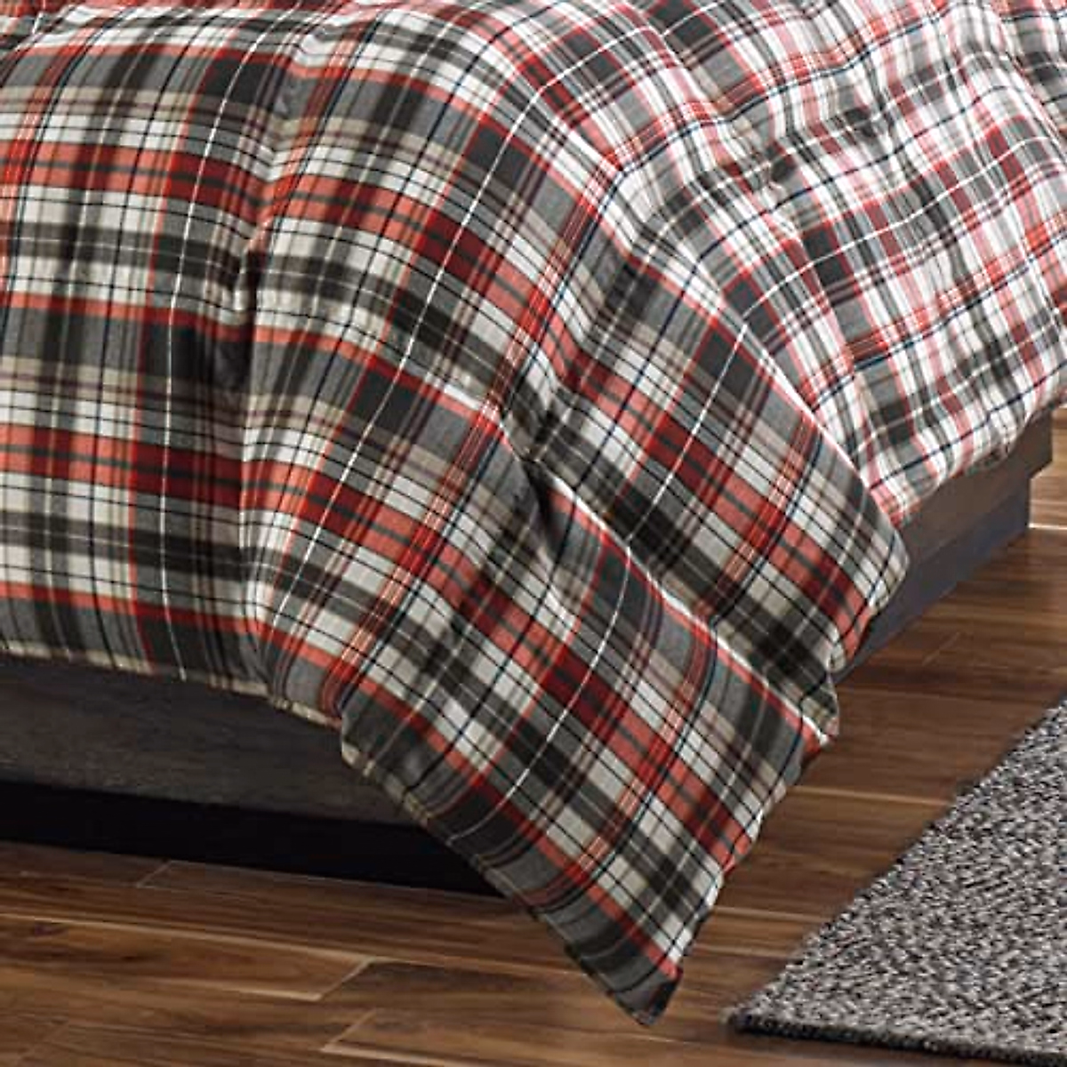 Eddie Bauer - King Comforter Set, Reversible Plaid Alt Down Bedding with Matching Shams, Home Decor for Colder Months (Astoria Red, King)