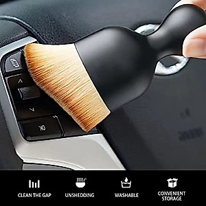 jeseny 1 Pack Ultra Soft Detailing Brush, Car Dust Removal Brush, Wet and Dry, Non-Scratch Cleaning Brush, Universal Car Interior Crevice Brush, for Cleaning Panels, Air Vent, Leather (Yellow)