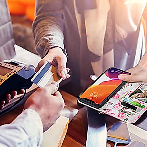 ULAK Compatible with iPhone 12 Wallet Case for Women, Premium PU Leather iPhone 12 Pro Flip Cover with Card Holder, Wrist Strap, Kickstand Shockproof Phone Case for iPhone 12/12 Pro 6.1, Rose Flower