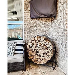 Goplus 41 Inch Firewood Log Hoop, Tubular Steel Log Holder, Heavy Duty Wood Storage Rack for Outdoor & Indoor, Fireplace Pit
