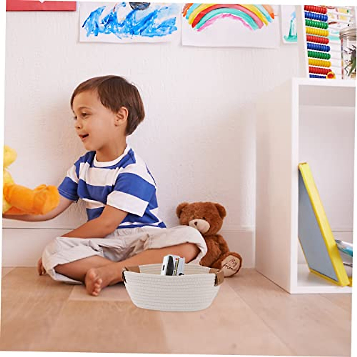 LIGHTAOTAO Cotton Rope Storage Basket White Hamper Baby Decor White Decor Cotton Rope Basket Jute Rope Basket Decorative Woven Basket Bathroom Organizing Baskets Cotton Basket Blanket