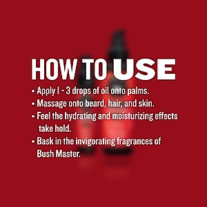 GIBS GROOMING Bush Master Beard, Hair & Tattoo Oil- All-Natural with Nutmeg, Leather, Vanilla & Musk Scent- Softens & Strengthens Beard Growth, Moisturizes Skin, 1 Fl Oz (Pack of 1)