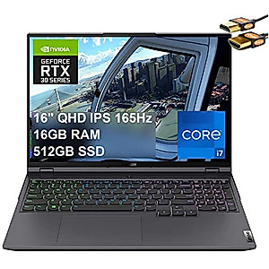 Lenovo Legion 5i Pro Flagship 16 Gaming Laptop 16" QHD IPS 165Hz Anti-Glare Display 11th Gen Intel Octa-Core i7-11800H 16GB RAM 512GB SSD GeForce RTX 3050 4GB RGB Backlit KB Win10 Gray + HDMI Cable