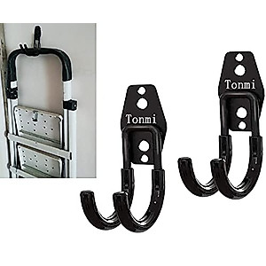 2Pcs Telescoping Wall Mount Ladder Hooks, Folding Step Stool Wall Mount Hooks, Household Engineering Ladder Hanger, Telescoping Ladder Hanger, for Garage or Shed Display & Storage Ladder Tool