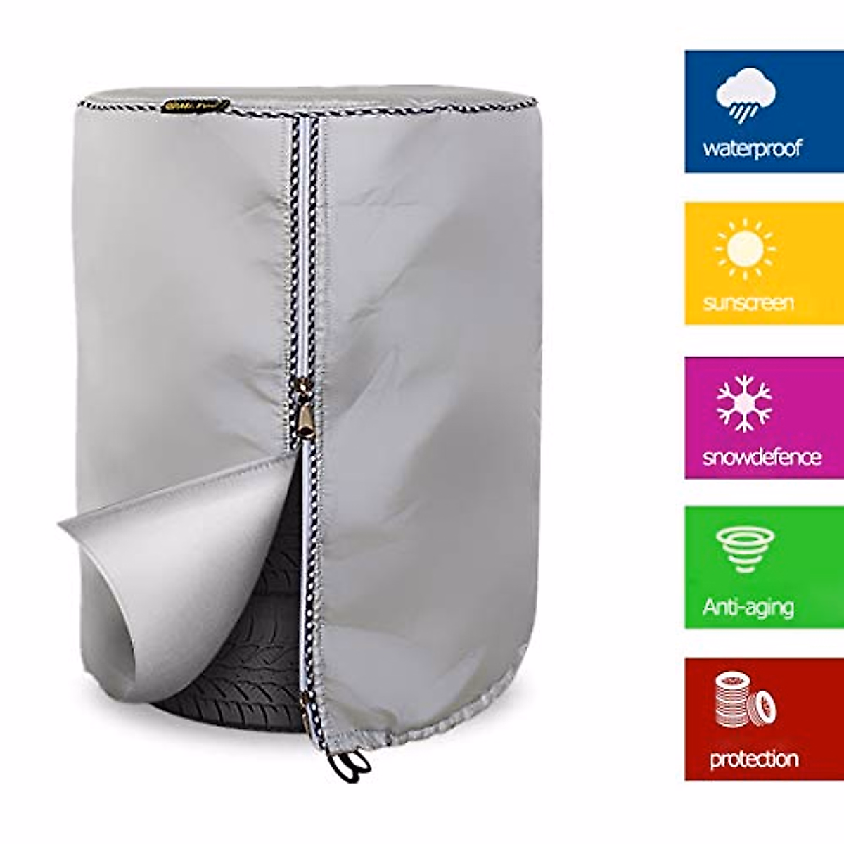 Large Tire Cover Seasonal Tire Tote Tire Storage Bag Seasonal Tire Cover,Waterproof Dust-Proof (Diameter 28",Silver Coated)