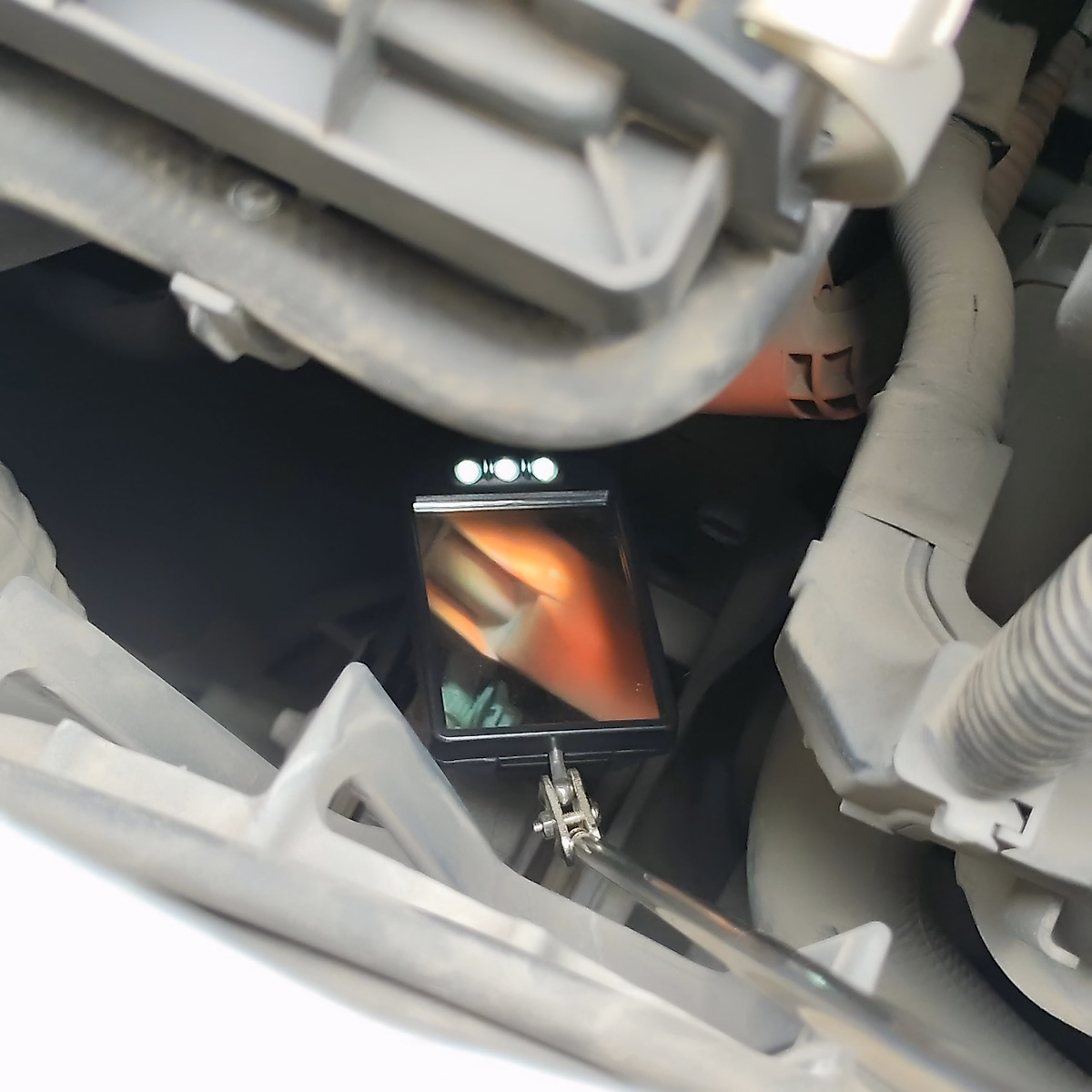 Telescopic Inspection Mirror with LED, Machine Inspection Mirror 360° Rotation, Convenient for car maintenancetmachine Inspection Flexible Diabetic Mirror for feet