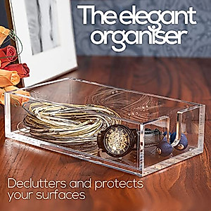 Acrylic Napkin Holder - Guest Towel Holder Tray for Bathroom, Kitchen or Dinner Table - Clear as Glass with Nonslip Feet - an Elegant Dispenser to Show Off your Hand Towels