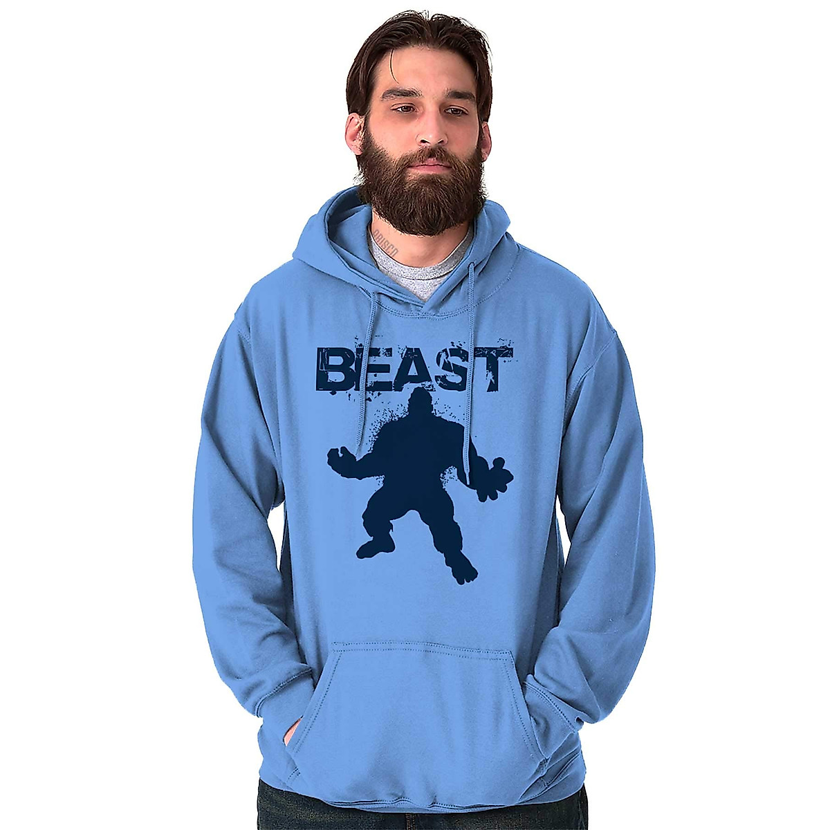 Brisco Brands Beast Gym Fitness Meathead Hoodie Hooded Sweatshirt Men Carolina Blue