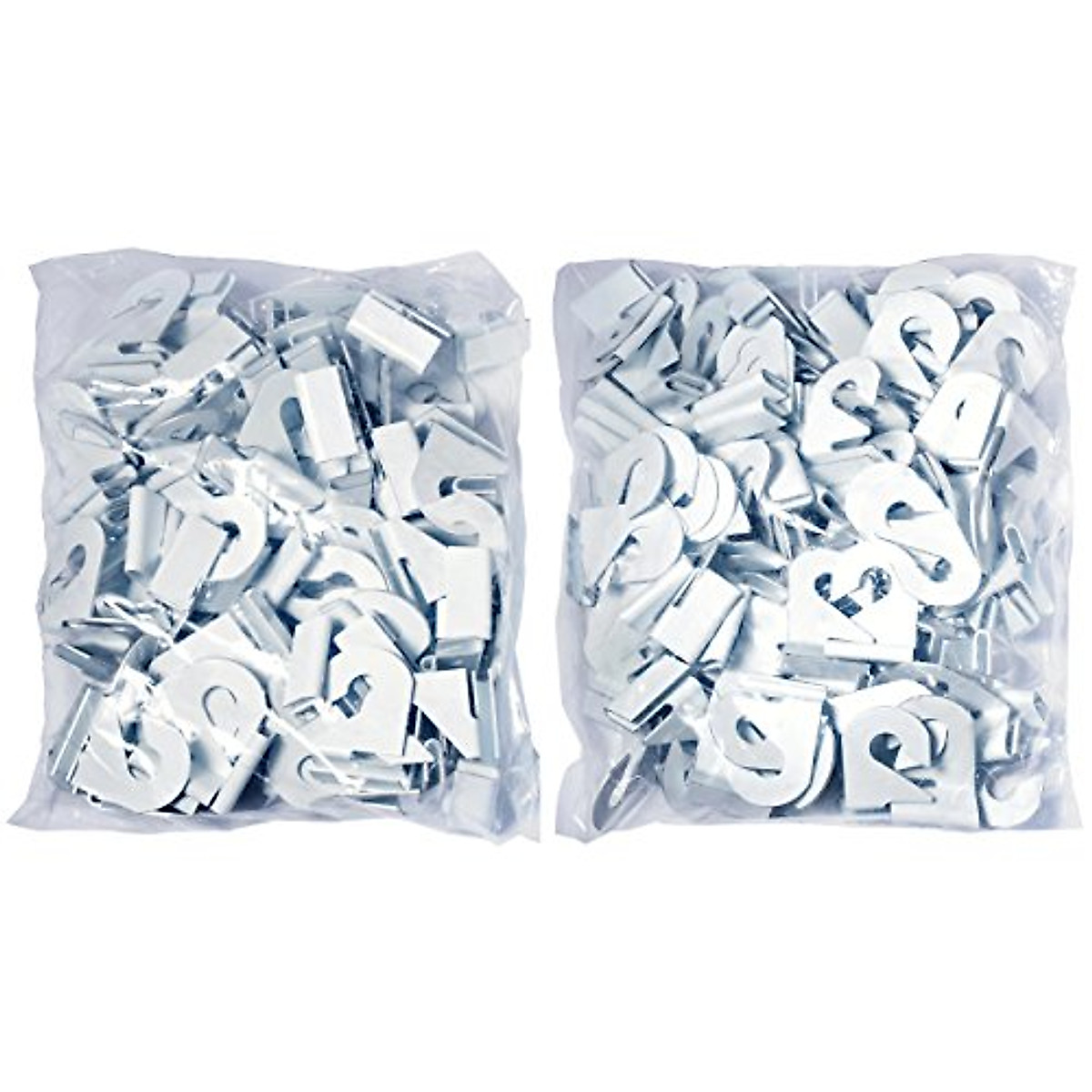 GlossyEnd Pack of 50 Pairs - High Strength Aluminum Two Piece Ceiling Hooks for Drop-Ceiling T-Bars, 50 Right and 50 Left, White Enamel Finish, Holds up to 15 lbs. 1" W x 1 ½"H