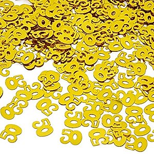 Honbay 2100 Pieces 1.6Oz Double Sided Sparkly Number 50 Confetti for 50th Birthday, 50th Class Reunion, 50th Wedding Anniversary,etc (Gold)