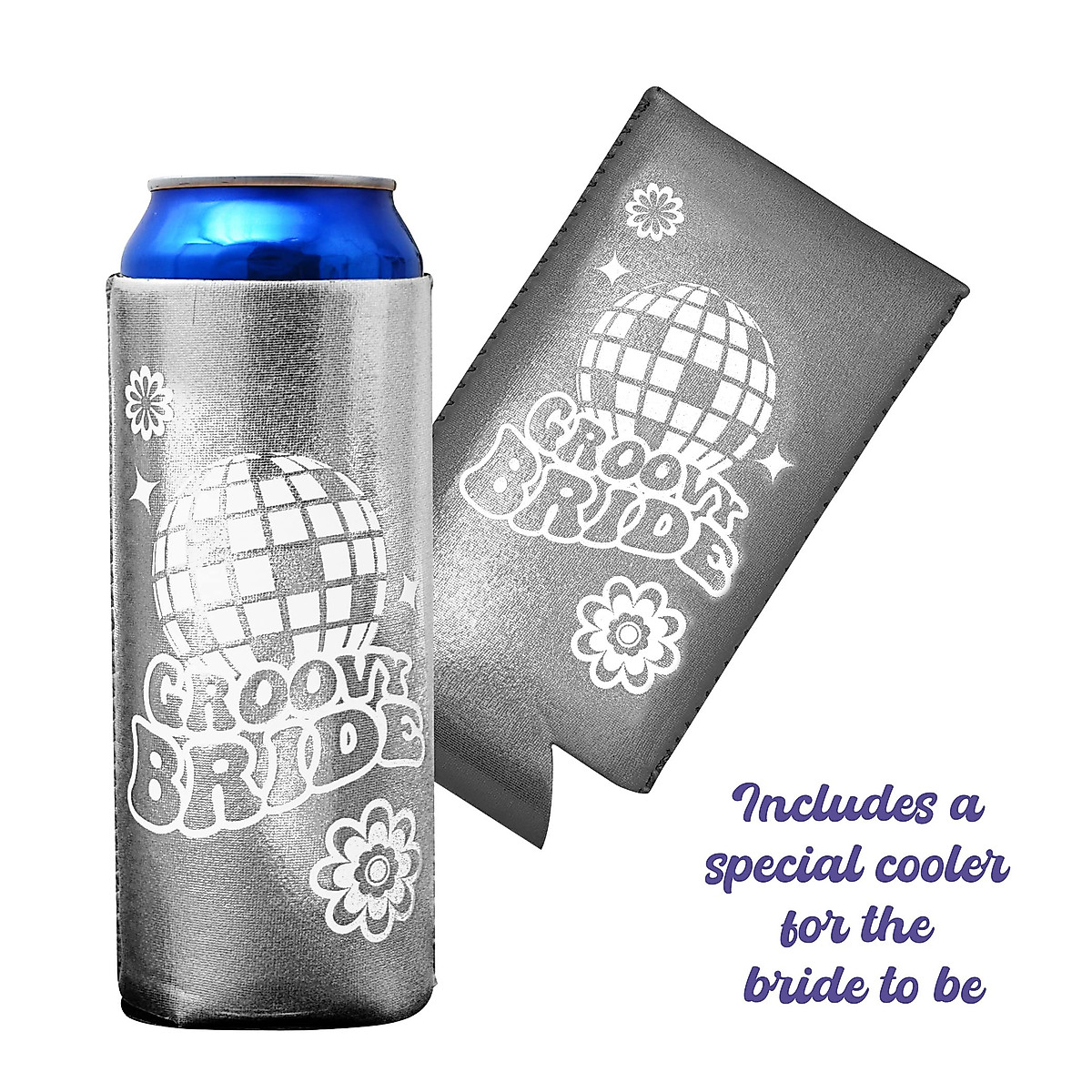 Last Disco Bachelorette Party Coozies Skinny Can {12 Pack} Includes Bride Coozie and 11 Slim Bachelorette Coozies for 70s Bachelorette Party