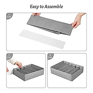 Coorganisers 4 Packs T-shirt Drawer Organizers for Clothing,6 Grids Compartment Storage Box Wardrobe Clothes Organizer, Washable Clothes Organizer for Folded Clothes, T-shirt, Legging, Silk Scarve