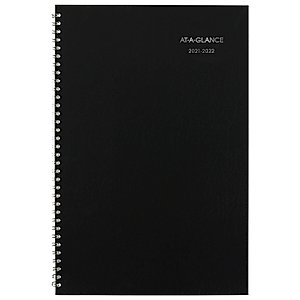 AT-A-GLANCE Academic Planner 2021-2022, AT-A-GLANCE Monthly Planner, 8" x 12", Large, for School, Teacher, Student, DayMinder, Black (AY200)