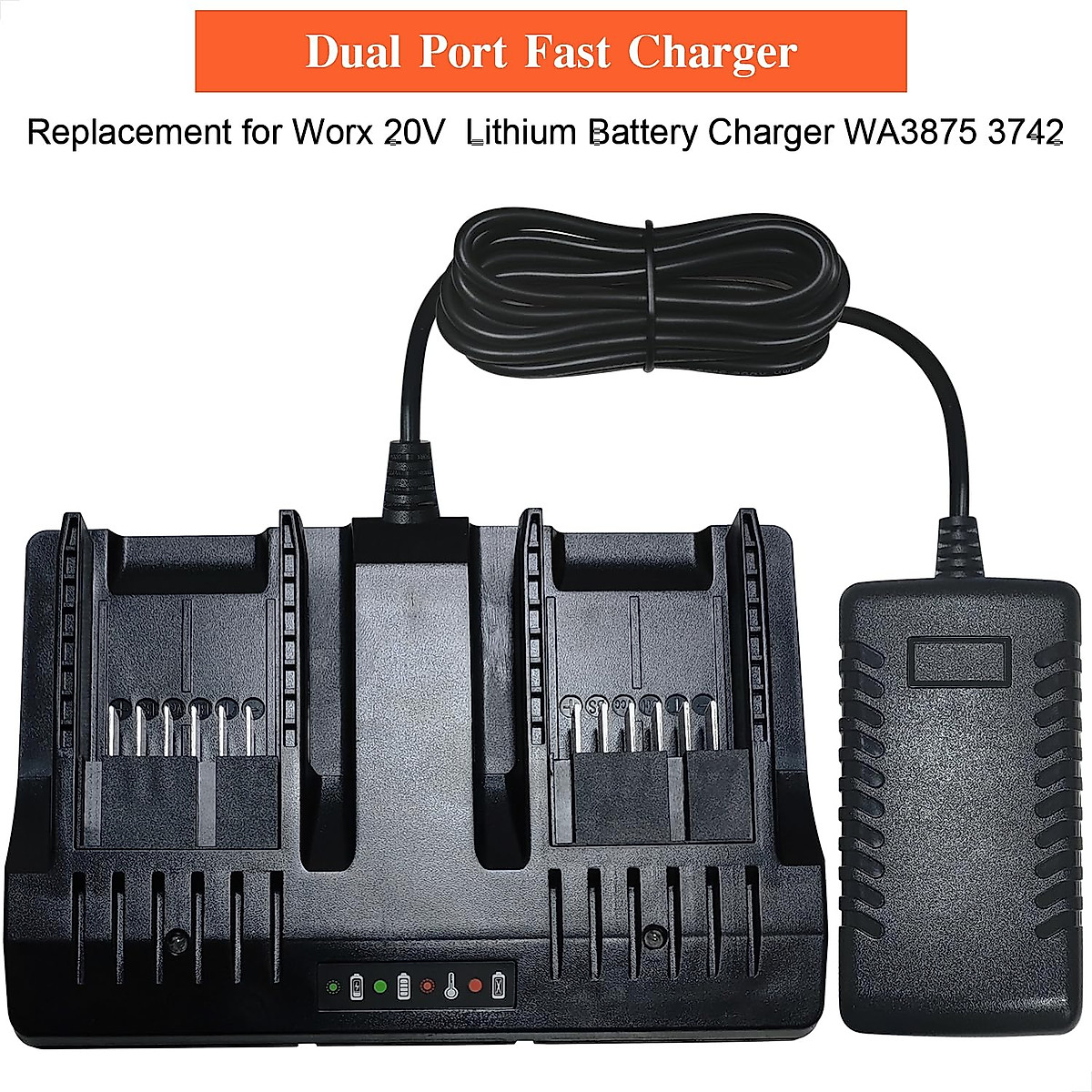 UNGINO WA3875 Replace Worx 20v Lithium Battery Charger Compatible with Worx 20v Batteries Wa3757 Wa3578 WA3525 Wa3522 WA3544 Etc