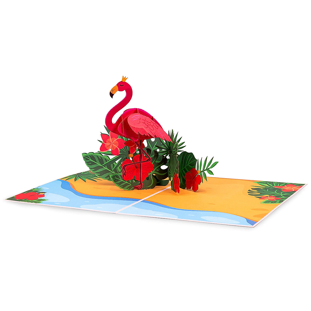 Paper Love Flamingo Pop Up Card, For Summer, Birthday, Wedding, Anniversary, Thank You, Thinking of You, Mothers Day, Valentines Day or All Occasion | 5" x 7"