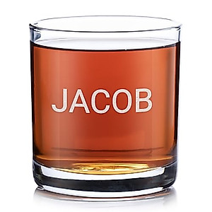 Lifetime Creations Engraved Personalized Name Whiskey Glass 10.5 oz - Old Fashioned Rocks Glass with Name, Monogrammed Scotch Glass Groomsmen Gift, Dishwasher Safe
