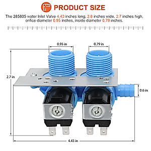 𝟮𝟬𝟮𝟱 𝙐𝙥𝙜𝙧𝙖𝙙𝙚 285805 Washer Water Inlet Valve with Mounting Bracket - Suitable for Whirlpool Kenmore Kitchen-Aid Washer - Replaces 292197 3349451 3354565 KAWS850JQ4 LSQ8243HQ0 7MLSC9545JQ2