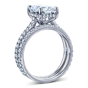 Kobelli 2.7ct Radiant Moissanite Drop Halo Bridal Set - white-gold / 6.0 G-H