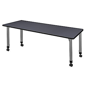 Romig Kee 66 x 30 in. Height Adjustable Mobile Classroom Activity Table- Grey Top & Grey Base