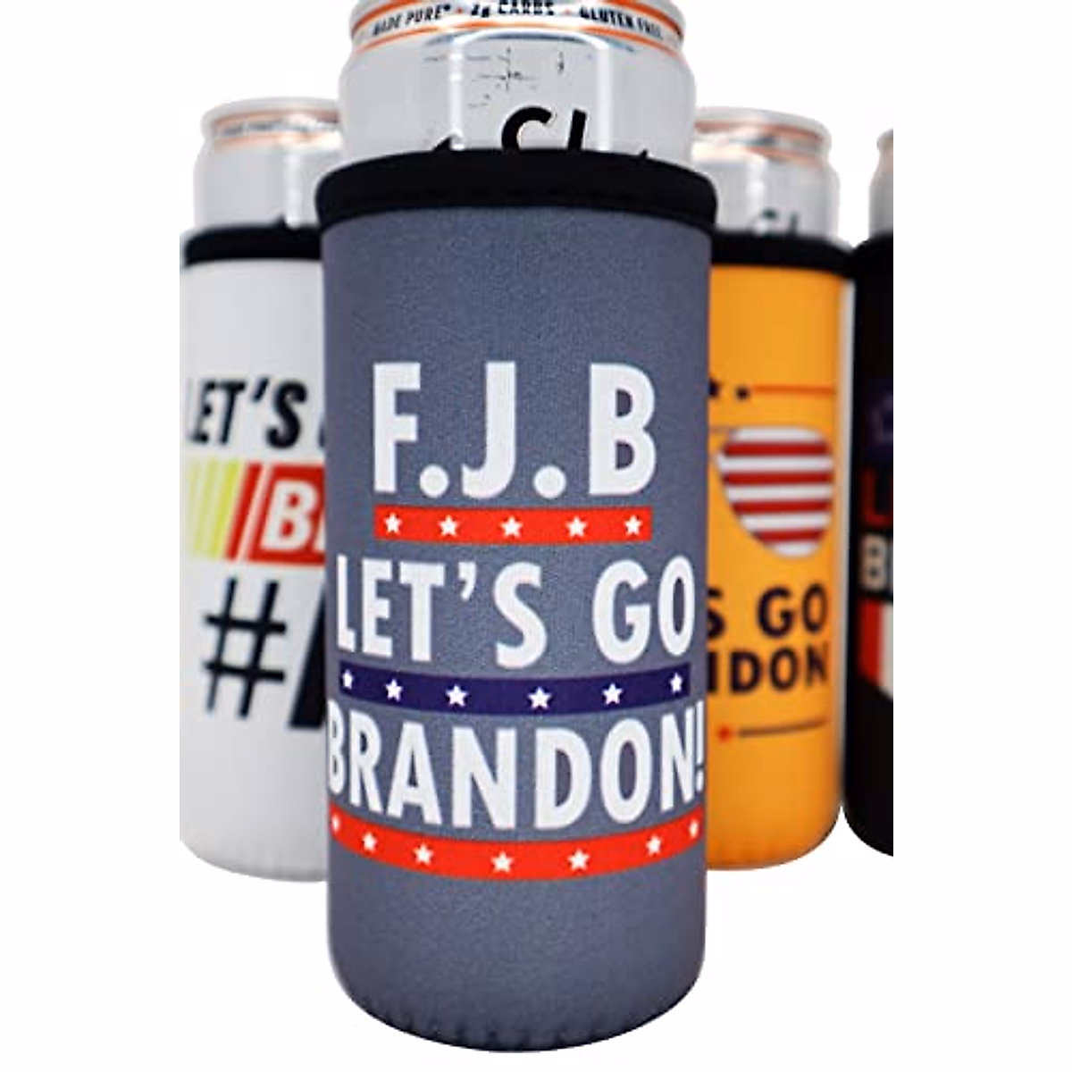 Let's Go Brandon Republican Gifts - FJB Ferk Jer Berdin LGBFJB LGB Patriotic Libertarian Dad Birthday Gift, Fathers Day Funny Beer Gifts for Men Who Have Everything, 12 oz. Slim Can Insulator Sleeve