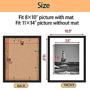 11x14 Picture Frame Set of 5, Display Pictures 8x10 with Mat or 11x14 Without Mat, Wall Gallery Photo Frames