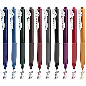MyLifeUNIT Retractable Gel Pens, Quick Dry Ink Vintage Colors Pens for Journaling, Medium Point (0.5 mm), 10 Assorted Colors