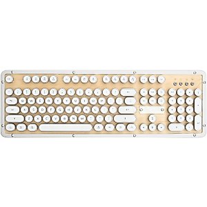 Azio Retro Classic Bluetooth (Maple) - Wireless/USB Wired Maple Wood Vintage Backlit Mechanical Keyboard for PC/Mac (MK-RETRO-BT-W-02-US)