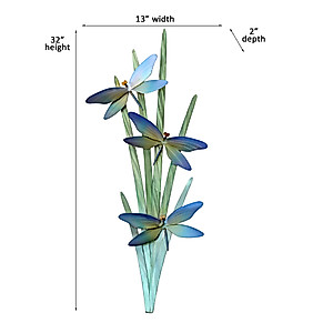 T.I. Design Dragonflies in Marsh Contemporary Coastal Lakehouse Lodge Farmhouse Metal Wall Decor