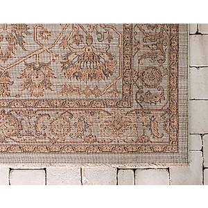 Unique Loom Dorchester Collection Botanical, Border, Traditional Area Rug (4' 5 x 4' 5 Square, Light Green/ Tan)