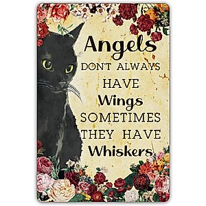 IEFSCAY 5D Diamond Painting by Number Kit, Full Drill Black Cat Angels Embroidery Cross Stitch Picture Supplies Arts Craft Wall Sticker Decor 8X12 inch