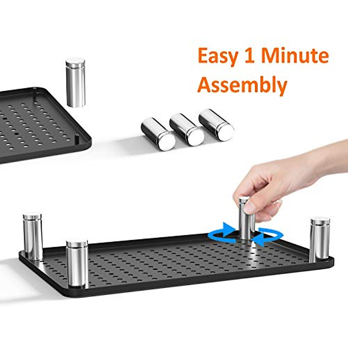 Husky Mounts Monitor Riser Laptop Stand, Adjustable Legs, Stackable, 14.5" x 9.25" x 3.25" Max Height, Matte Black Steel (Black, 2-Pack)