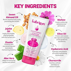 Lubrigyn - Cleansing Lotion, Moisturizing and Replenishing Daily Feminine Wash, Hyaluronic Acid-Enriched Feminine Care for Dry and Delicate Skin, pH Balancing Wash with Fitoextract Complex, 7 fl oz