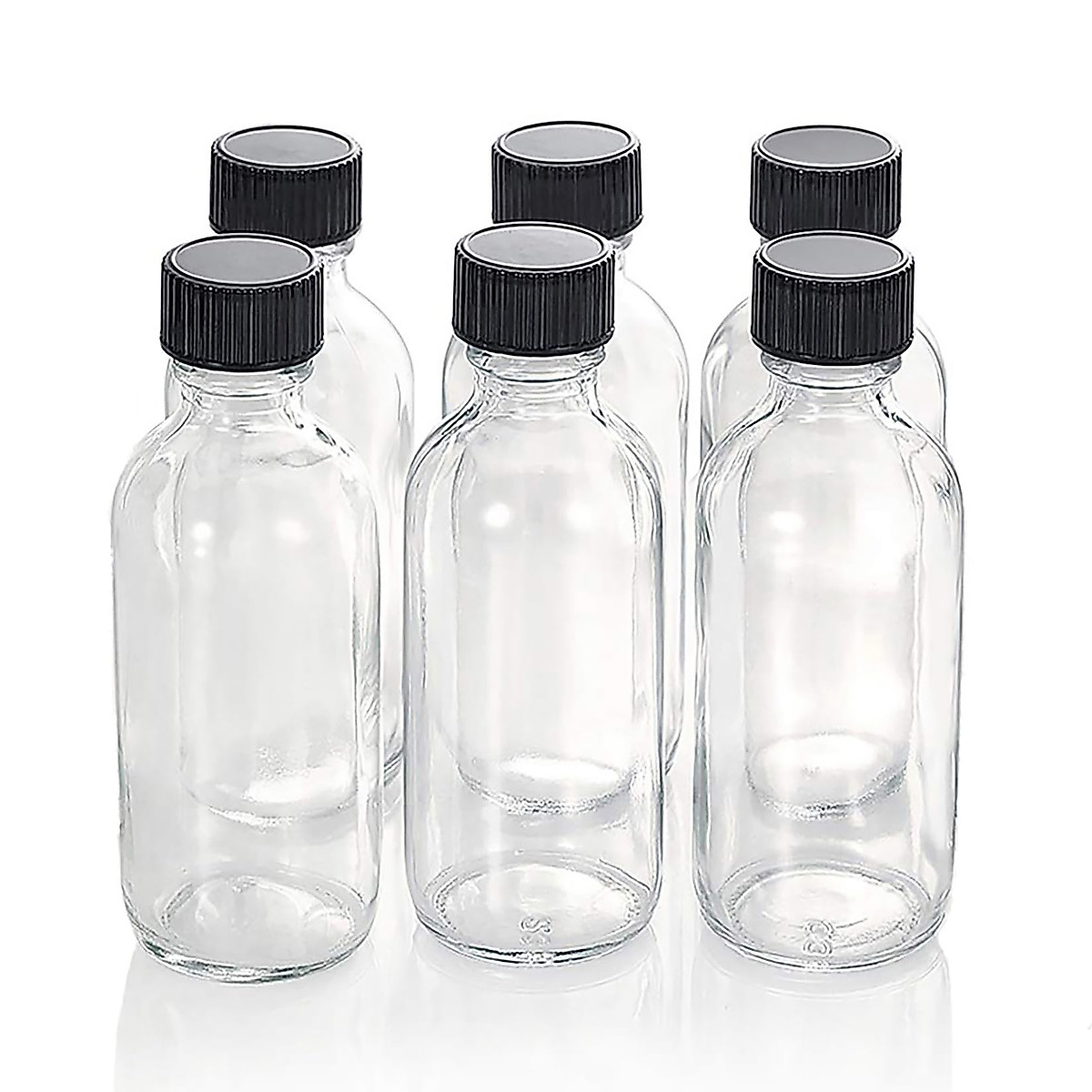 6 Pack Shot Bottles with Caps, 2 oz Glass Jars with Lids, Ginger Shots Bottles, Mini Glass Bottles or Decorative Bottles for Ginger, Vanilla Extract, Cinnamon, Honey, Cayenne, Wellness Shot, Hot Sauce