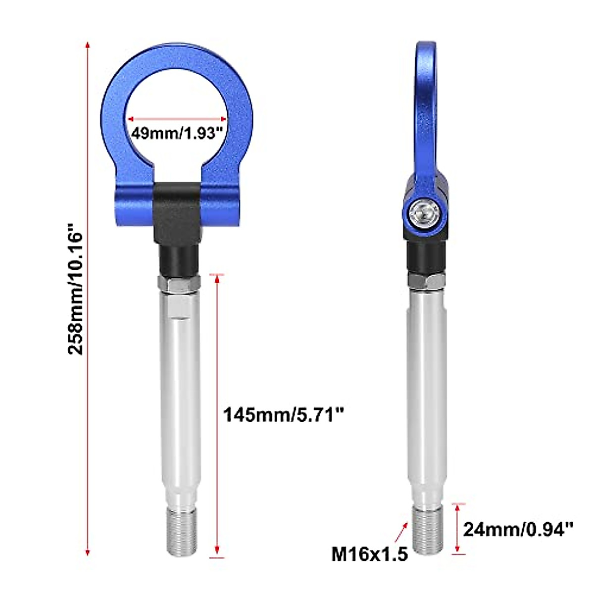X AUTOHAUX Blue Aluminum Alloy Front Bumper Trailer Ring Eye Towing Tow Hook Screw for Subaru Impreza WRX BRZ