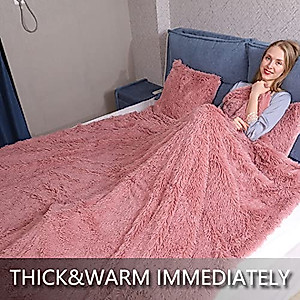 YUSOKI Pink Faux Fur Throw Blanket,2 Layers,50" x 60",Soft Fluffy Fuzzy Cozy Blanket for Women Girls Teens Sofa Chair Couch Bed Farmhouse Decrations Photoshoot Props