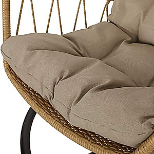 Christopher Knight Home Allegra Outdoor Hanging Chair with Stand, Light Brown + Tan + Black