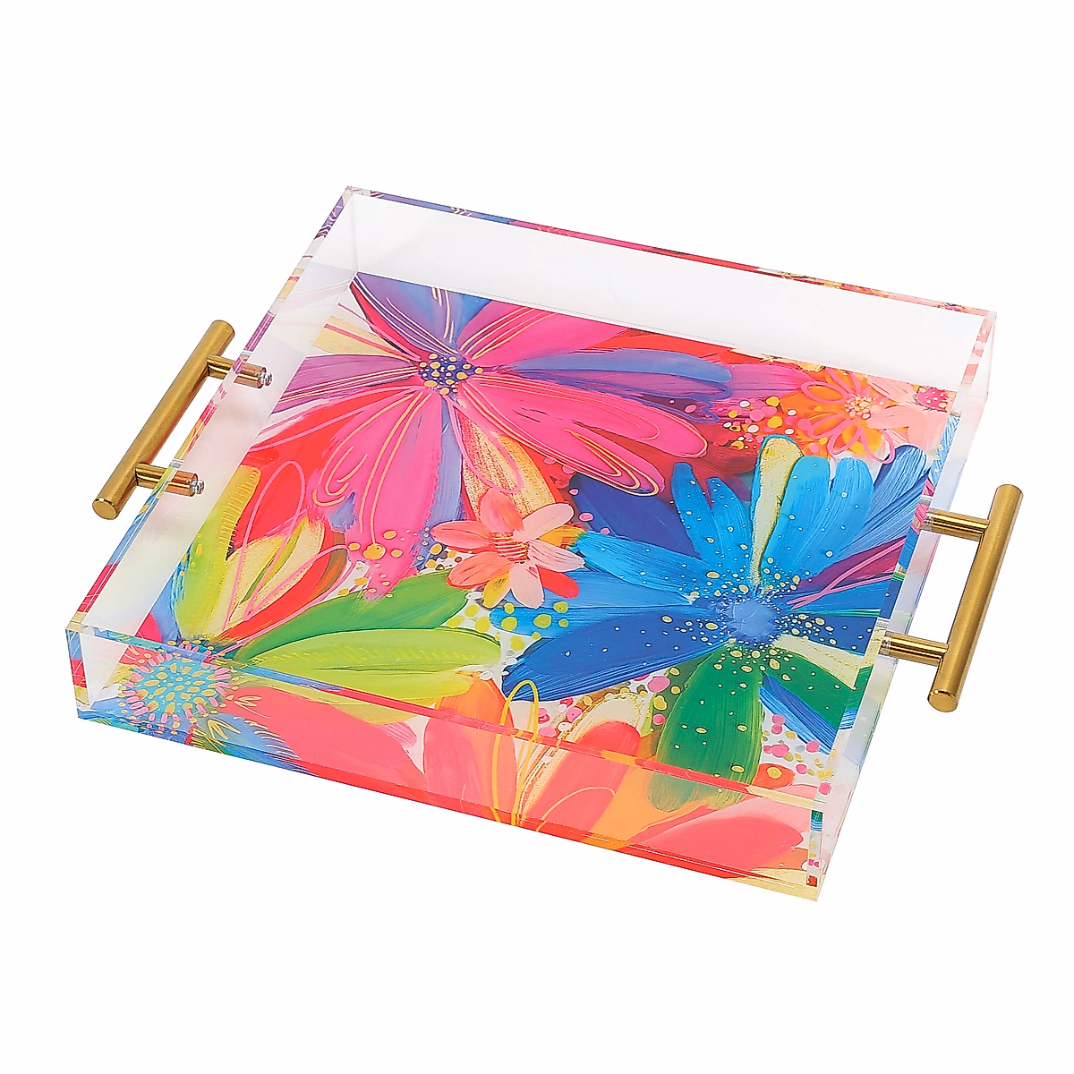 Enesco Izzy and Oliver EttaVee Jessi's Garden Decorative Coffee Table Serving Tray, 2 Inches, Multicolor