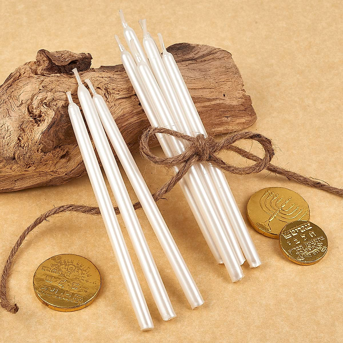 Premium Dripless Hanukkah Candles Thin Tapered Deluxe Pearl Candle Set of 45 Ultimate Elegance Chanukah Menorah Candles by Aviv Judaica Product of Turkey