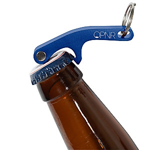 OPNR Mini Keychain Bottle Opener with Magnetic Lid Catch for Beer and Soda I Home Bar, Tailgating, and Bartender Use I Portable Manual Aluminum Lever I Catch caps, stick on fridge! (Diode Blue)