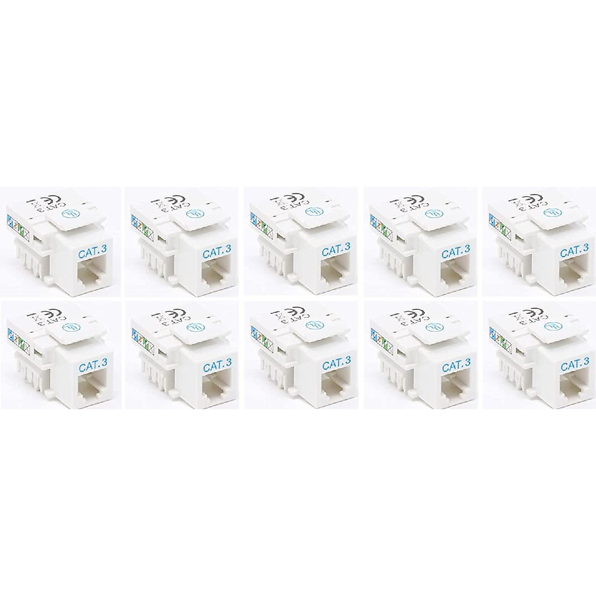 RiteAV RJ11 (Cat3) Keystone Jack White Punchdown (10 Pack)