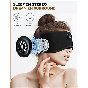 MUSICOZY Sleep Headphones Bluetooth 5.2 Headband Sleeping Headphones Sleep Mask, Wireless Music Eye Mask Sleep Earbuds for Side Sleeper Men Women Cool Tech Gadget Unique Gift Office Travel, Pack of 2