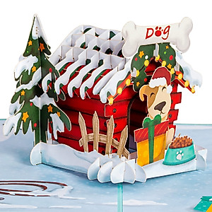 Paper Love 3D Pop Up Christmas Card, Holiday Dog House