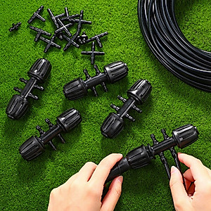 Drip Irrigation Barbed Tee 10 Pieces 1/2 Inch to 1/4 Inch Adapter Irrigation Tubing Connector Barbed Locking Fittings Fits 16 mm Drip Tape Tubing (Black)