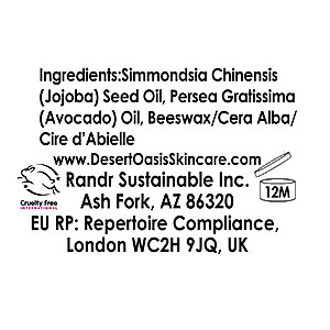 Jojoba Oil Hand Salve. Over 50% Pure Organic Jojoba Oil. Moisturizes Hair, skin, face, hands, feet naturally. Softening formula with Organic Beeswax and Organic Avocado Oil.(2 oz/60gm)