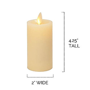 Luminara Realistic Artificial Flame Classic Slim Pillar Candle - Moving Flame LED Battery Operated Lights - Unscented - Remote Ready - 2" x 4.5"