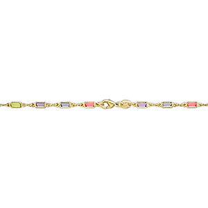 Barzel 18K Gold Plated Multi Stone Crystal Baguette Necklace for Women - Made In Brazil