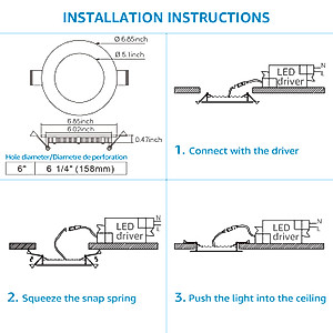 TORCHSTAR 16 Pack 6 Inch Ultra-Thin LED Recessed Lighting with Junction Box, 12W 1000lm Dimmable Recessed Downlight, 3000K Warm White, ETL & Energy Star Listed