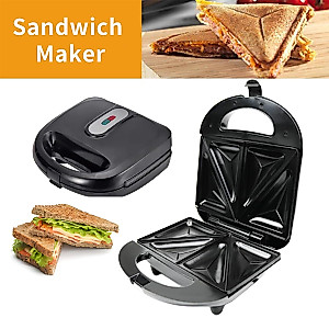 Baotkere Donut Maker, 3 in 1 Electric Waffles Sandwich Machine，Panini Press Grill Iron Set with 3 interchangeable Removable Non Stick Plates，750W Detachable Dessert Toaster, Perfect for Breakfast